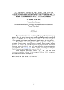 ANALISIS PENGARUH CAR, NIM, BOPO, LDR, DAN NPL TERHADAP PROFITABILITAS PERBANKAN YANG TERDAFTAR ...